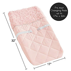 Sweet Jojo Designs Pink Floral Rose Girl Baby Nursery Changing Pad Cover - Solid Light Blush Flower Luxurious Elegant Princess Vintage Boho Shabby Chic Luxury Glam High End Roses