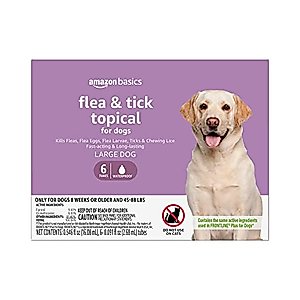 Amazon Brand - Solimo for Dogs Large Dog (45-88 pounds) Flea and Tick Treatment, 6 Doses