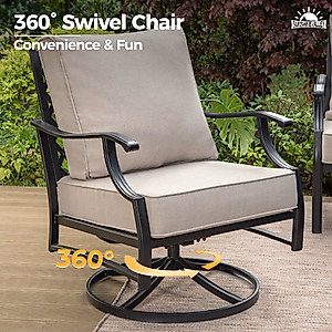 SUNSHINE VALLEY Patio Furniture Set, 4 Piece Modern Metal Outdoor Patio Furniture, 3 Seater Couch, 2 swivel Chairs, Coffee Table and 5.75" Extra Thick Cushion, Patio Conversation Set for Backyard Deck