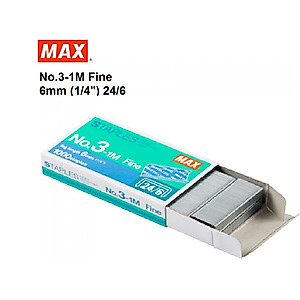 MAX No.3-1M Flat Clinch Staples (24/6) for Office Stapler - 4 Boxes (4,000-Staples)