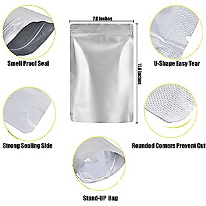 JUZONSA 2 Quart Mylar Bags for Food Storage,Heat Resealable Mylar Bag with Stickers,Storage Bags for Food 4.75 Mil Thick,7.8"x11.6" (50Pack-2Quart)