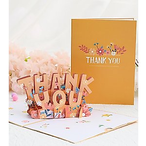 Sharonlily Thank You Pop Up Card, 3D Popup Thank You Gift Cards, Teacher Appreciation Card Thanks Giving Card for Parents, Friends, Colleague, Doctor