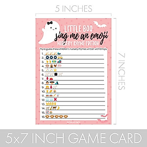 DISTINCTIVS Pink A Little Boo is Almost Due Girl Baby Shower Games - Animal Pregnancy and Emoji Picture Guessing Game (2 Game Bundle) - 20 Dual Sided Cards, Halloween Baby Shower