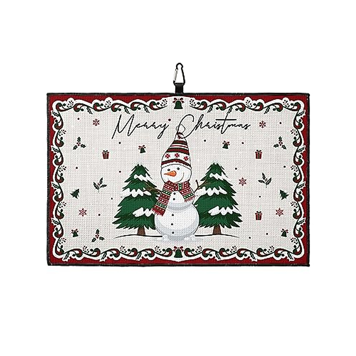 Golf Towel Christmas Snowman Xmas Tree,Waffle Pattern Microfiber Club Cleaner Golf Towels with Carabiner Clip for Women Men Dad,Winter Cedar Retro Linen Golf Towel for Golf Bags Accessories,24x16in