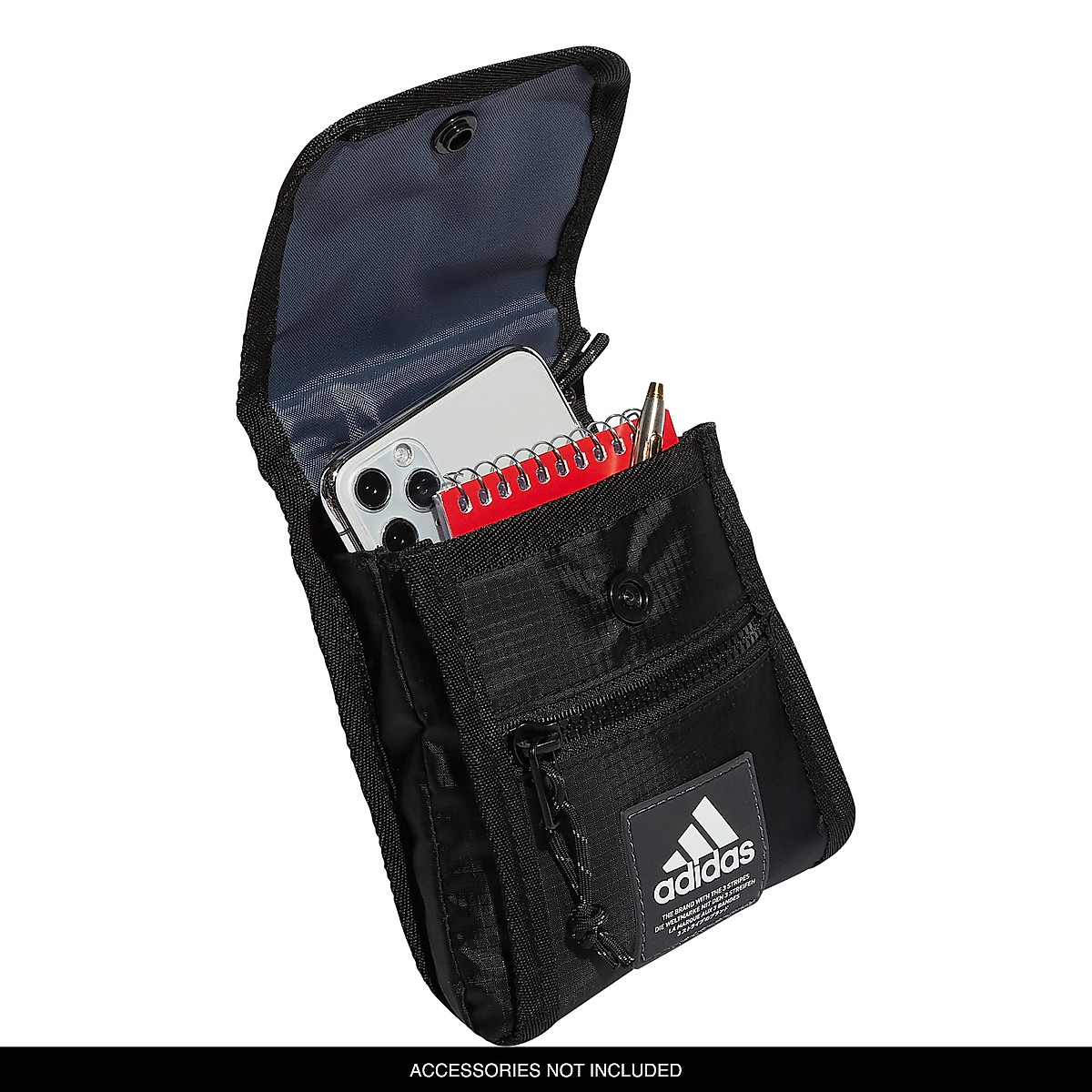 adidas Neck Pouch Crossbody Travel and Festival Wallet, Black