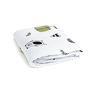 Clover & Sage Organic Muslin Baby Toddler Blanket - 100% Hypoallergenic Cotton Bed Blankets - Cuddle Bears