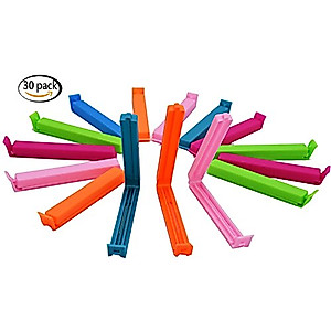 JSSHI 30 PCS Plastic Food Sealing Holder Clips Fresh-Keeping Bag Clips Sealer For Kitchen Food and Snack Bag (4 Inch)