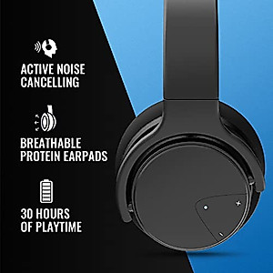 E7 Active Noise Cancelling Headphones Bluetooth Headphones Over Ear Wireless Headphones with Microphone Deep Bass, Comfortable Protein Earpads, 30HPlaytime for Travel/Work