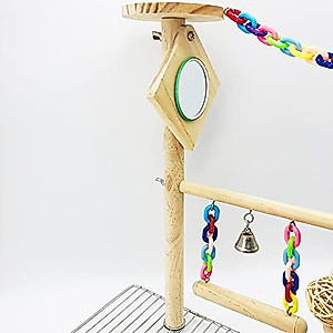 Bird Playground for Top of Cage, Parrot Gym Hanging Chewing Toys, Cage Top Play Stand for Conure, Parakeets, Budgie, Cockatiels, Lovebirds, Bird Wood Perch Cage Toys