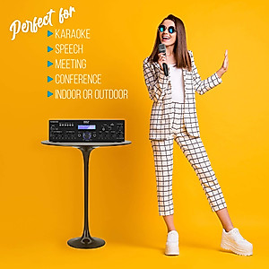 Pyle Wireless Microphone Power Amplifier System - 200W Dual Channel Sound Audio Stereo Karaoke Speaker Receiver w/USB, AUX, Microphone in w/Echo, Radio,Home Theater via RCA, Studio Use PDA8BUWM.5