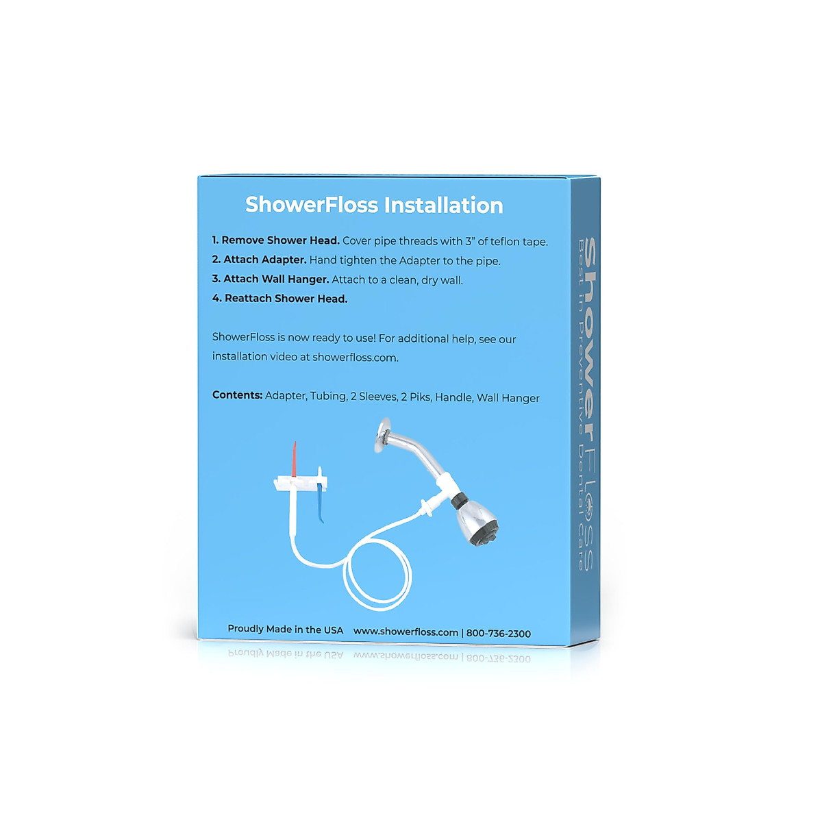 SHOWER FLOSS Water Dental Flosser - Convenient for Teeth, Attaches to Your Shower Head - Easy Installation, Adjustable Temperature & Pressure - Dentist Recommended