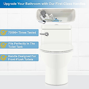 Xlajiao Toilet Handle Replacement Kit, Front Universal Toilet Flush Handle, Zinc Alloy Toilet Handle Lever with H2 Brass Arm, Compatible with American Standard/Mansfield Toilet