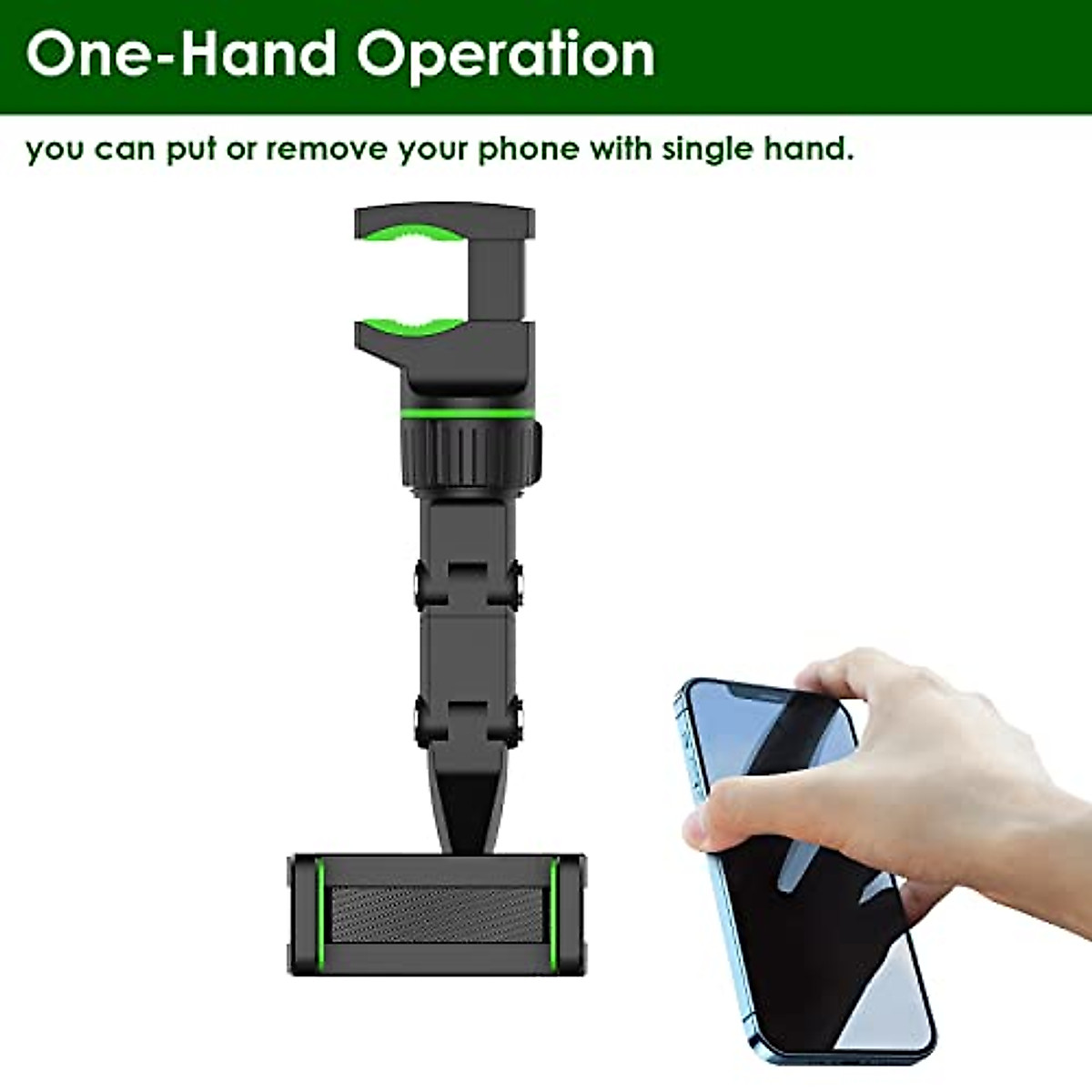 TooCust Multifunctional Rearview Mirror Phone Holder, Rotatable and Retractable Car Phone Holder,360° Rotating Multifunctional Car Rearview Mirror Phone Holder, Rearview Mirror Phone Holder for Car