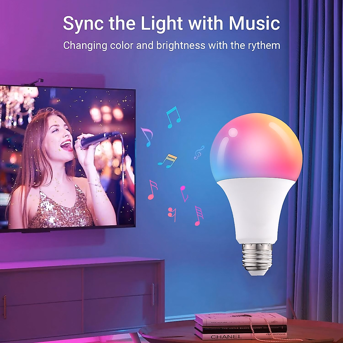 (2 Qty) 10W LED Smart Light Bulb, Alexa Compatible Echo Light Bulb, Tuya Smart Life App, Music Mode, Brightness Adjustment, RGB Color Changing light bulb, Smart Indoor Bulbs That Work with Alexa