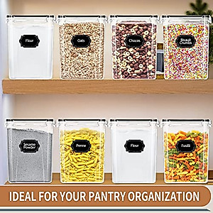 PRAKI Large Airtight Food Storage Containers 5.2L / 195oz, BPA Free, 4pcs Pantry Kitchen Organization Set for Flour, Sugar, Baking Supplies, Plastic Flour Container with 20 Labels & Maker