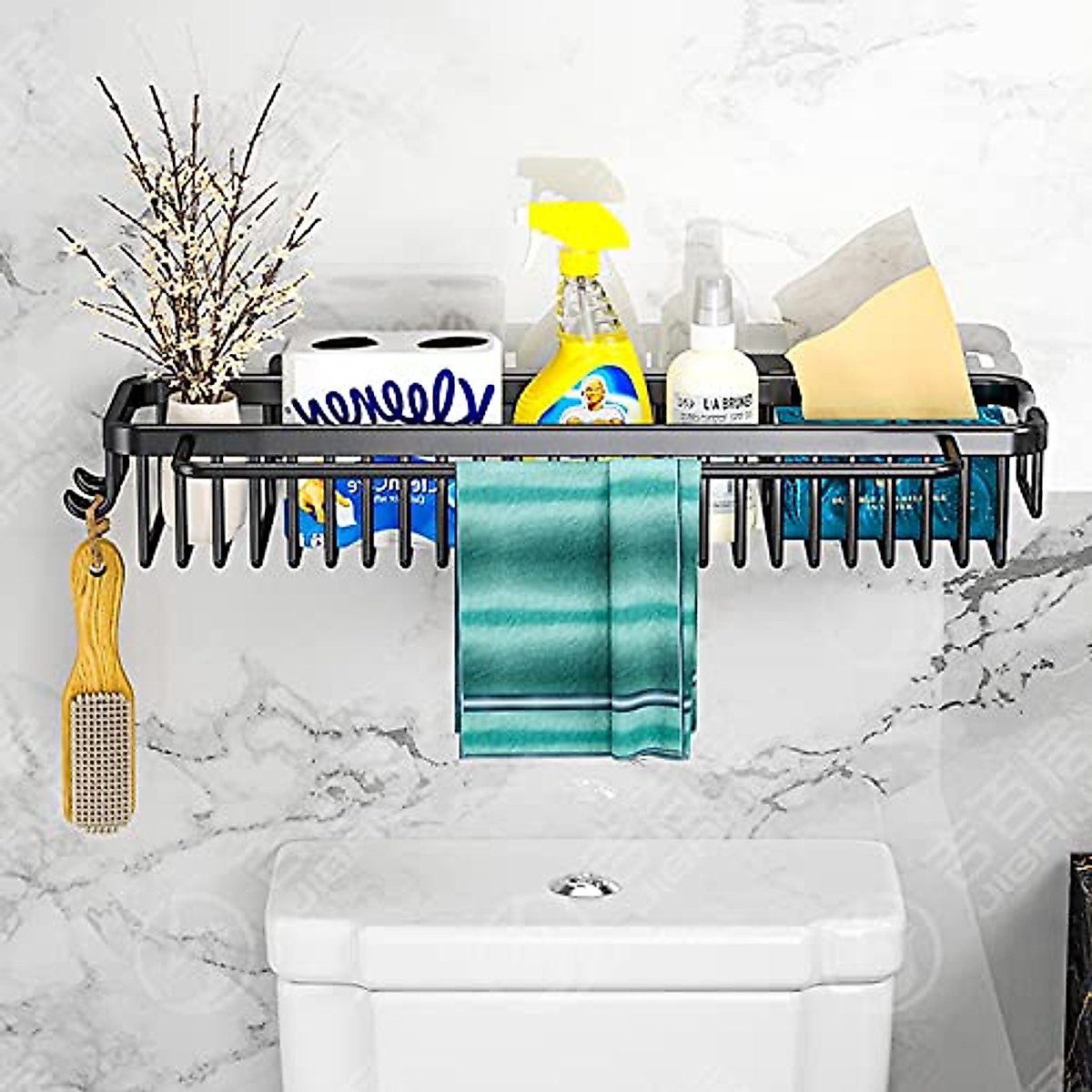 Shower Caddy Basket Shelf Pack of 2 - Self Adhesive and Drill Kitchen or Bathroom Organizer - Shower Shelves Space aluminum Shower wall caddy(Black)