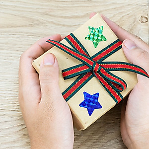 Fiercy 1 inch Green Star Stickers with Glitter Holographic Pattern, 500 pcs Sparkling Self-adhensive Label Roll, Star Shape Reward Stickers for Kids Behavior