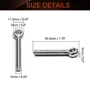 MroMax 10Pcs M6 x 40mm Swing Lifting Bolt, 304 Stainless Steel Metric Full Thread Machinery Shoulder Swing Lifting Eye Bolt for Home Renovation, Pipeline Gate Valves Fasteners