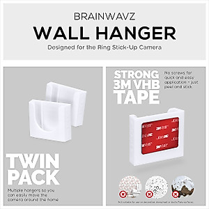 Corner Wall Mount for Stick Up Cam (2 Pack) Security Camera (Battery, Wired & Solar Versions) - Adhesive Holder, No Hassle Bracket, No Screws, No Mess Install (White) by Brainwavz