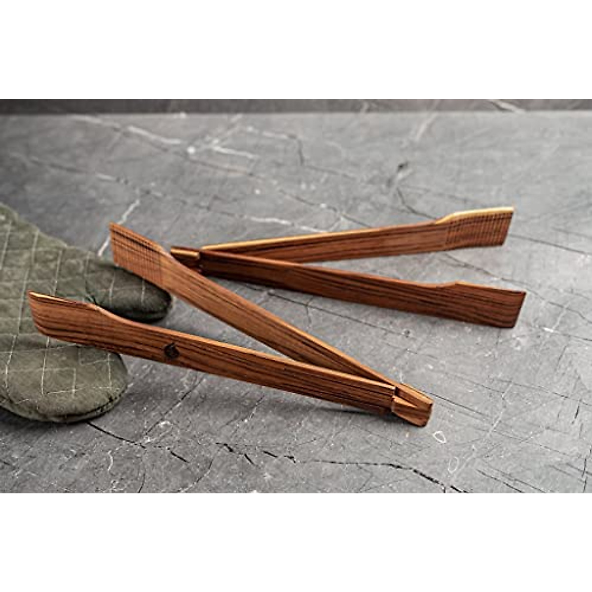 Super Slim Spring Salad Tongs: Teak Wood Salad Hand Server 0.1" x 0.1" x 12" Kitchenware Serving Utensils from SiamMandalay Gourmet Collection