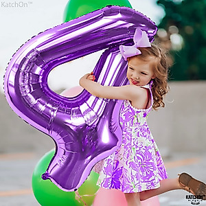 KatchOn, Giant Purple 4 Balloon Number - 40 Inch | Purple Number 4 Balloon, Mermaid 4th Birthday Decorations for Girls | 4th Birthday Balloons | 4 Purple Balloon for 4th Mermaid Party Decorations