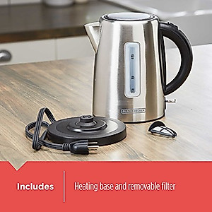 BLACK+DECKER 1.7L Cordless Kettle, Silver, KE2000SD