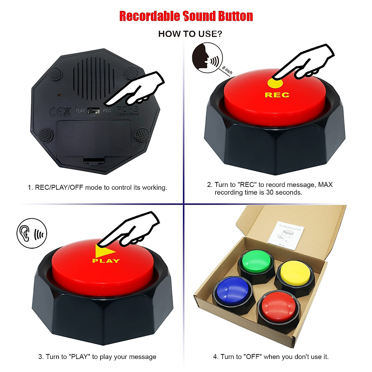 ANLIKY Recordable Dog Training Buttons - 30 Sec Fun