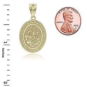 Certified 10k Yellow Gold Personalized St. Anthony Of Padua Oval Medal Pendant Custom Engraved with Any Name