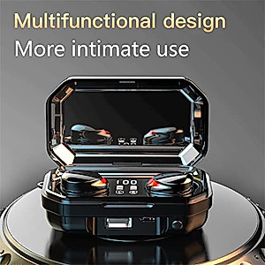 Game Bluetooth Headset, Smart Wireless LCD Display 9D Stereo Headphones Intelligent Noise Reduction, in Ear with Microphone Wireless Sports Earphones IPX7 Waterproof