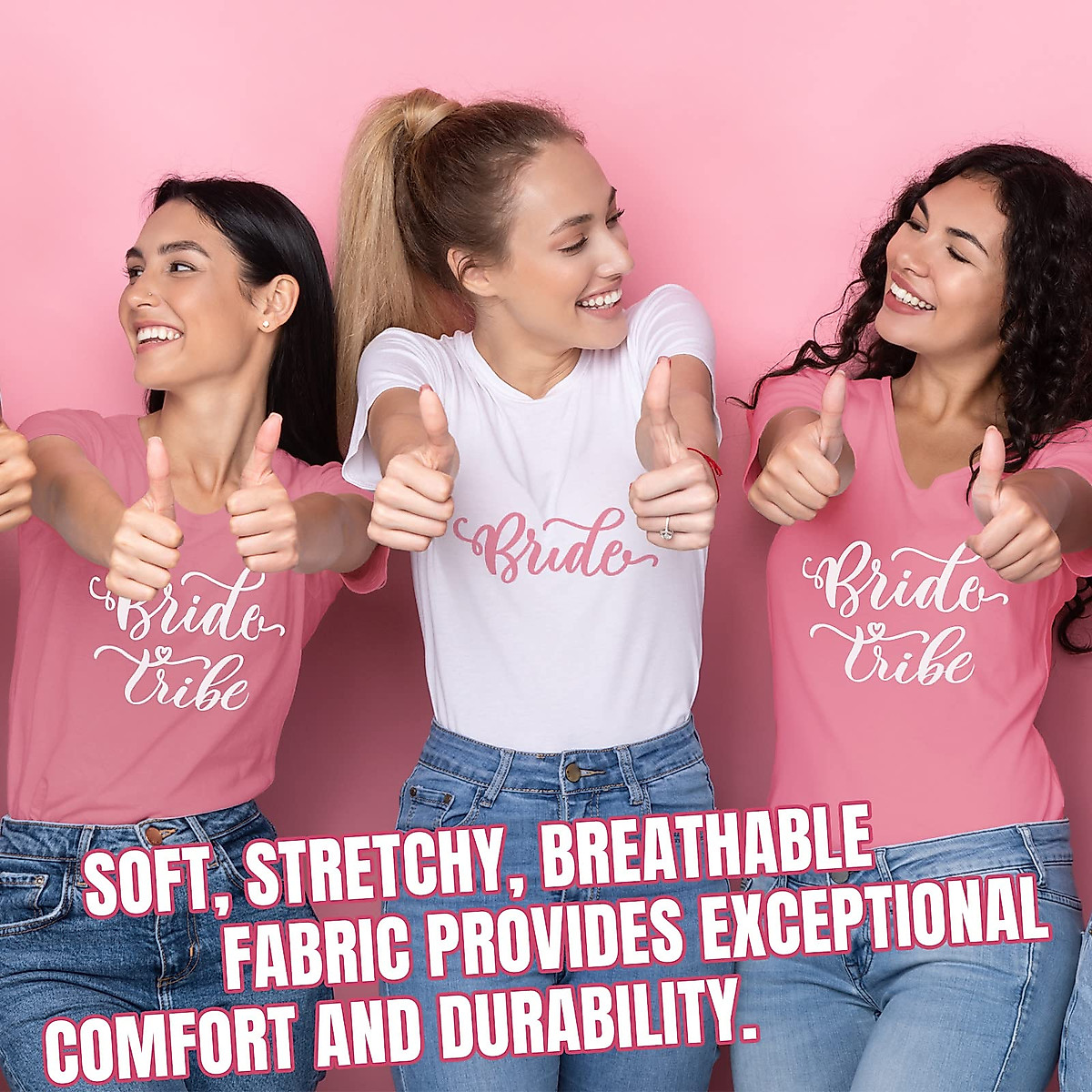 Leumoi 7 Pcs Bachelorette Party Tee Shirt Funny Bridal Party Gift Bride and Bridesmaid T Shirt Bridesmaid Proposal Gift Bridal Team Wedding T Shirt for Women