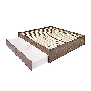 Prepac Select King 4 Post Platform Storage Bed With 2 Drawers, 83" L x 79" W x 16" H, Drifted Gray