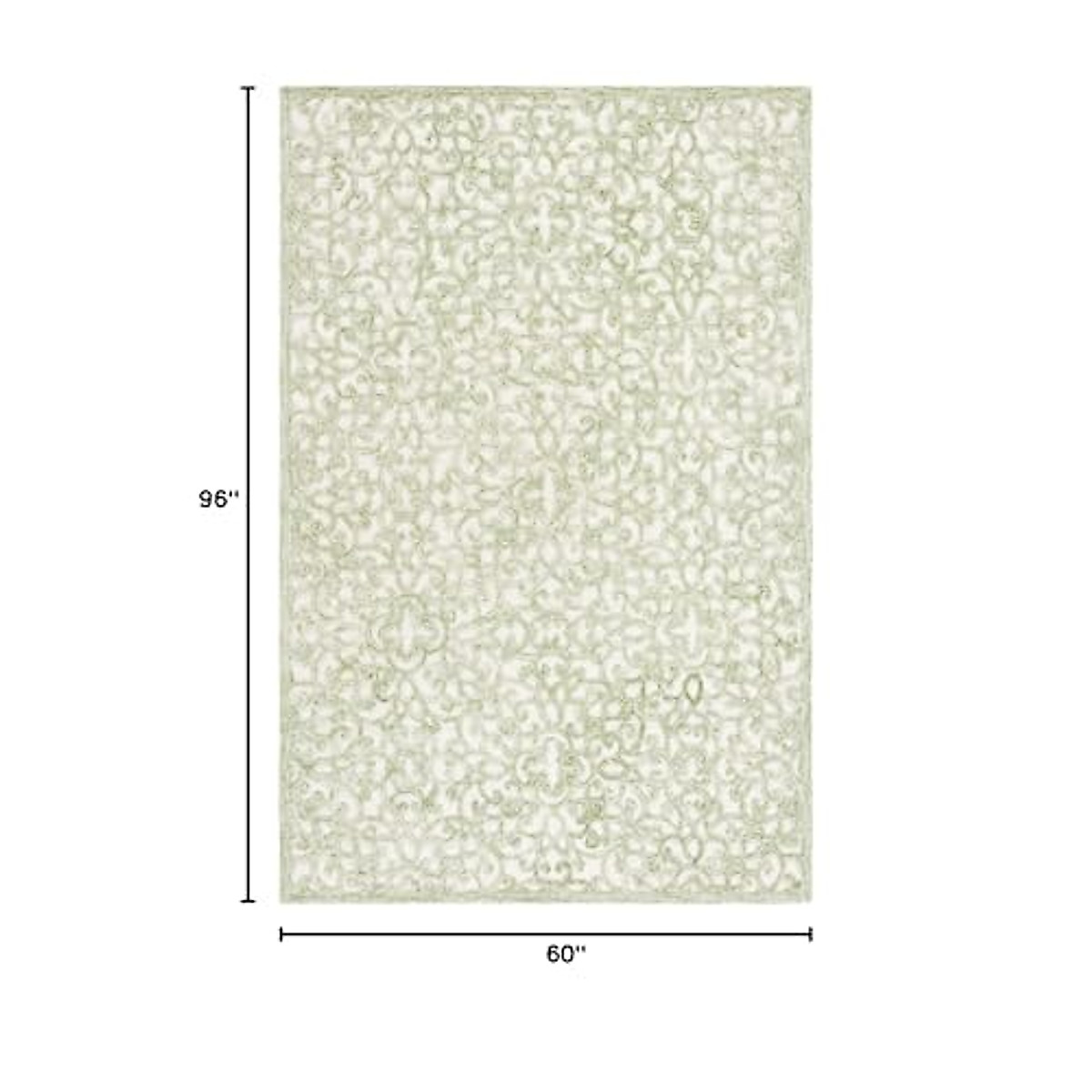 SAFAVIEH Trace Collection Area Rug - 5' x 8', Ivory & Green, Handmade Scroll Wool, Ideal for High Traffic Areas in Living Room, Bedroom (TRC103Y)