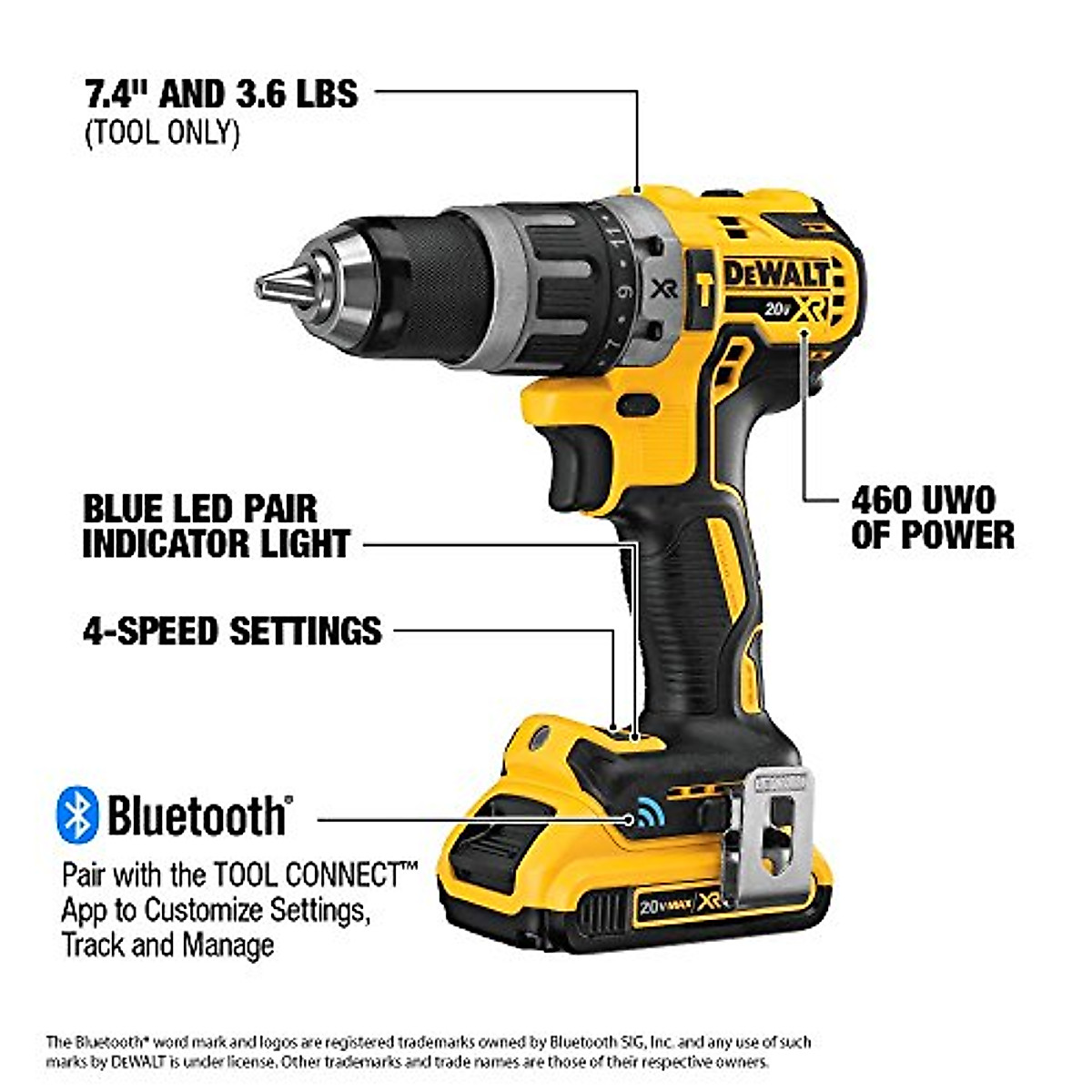 DEWALT 20V MAX* XR Hammer Drill Kit, Tool Connect Bluetooth (DCD797D2)