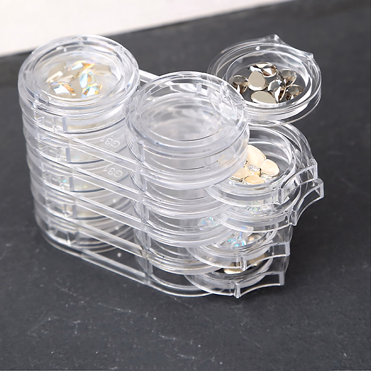 Nail Tip Box False Empty Nail Tips Organizer Storage Box with 12 Number Spaces Storage Case Container Nail Box Plastic Grid Box for Fingernail Crystal, Jewelry, Nail Accessories (Clear)