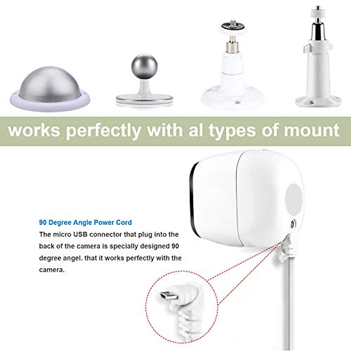 JESSY Weatherproof Outdoor Power Cable for Arlo Pro and Arlo Pro 2 with Quick Charge 3.0 Power Adapter Compatible with Arlo Pro,Arlo Pro 2,Arlo Go and Arlo Security Light (Charger and 10ft/3m Cord)