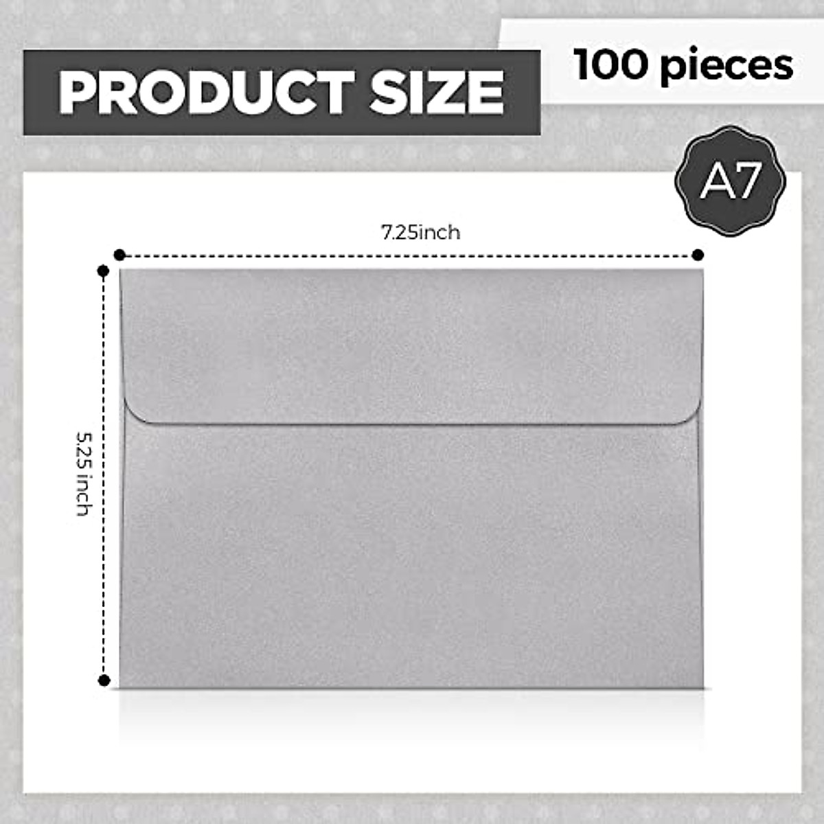 100 Pieces 5x7 Metallic Invitation Envelopes for 5 x 7 Cards Printable 5x7 Envelopes for Invitations Self Sealed A7 Envelopes Greeting Card Envelopes for Weddings Invitations Photos Postcards (Silver)