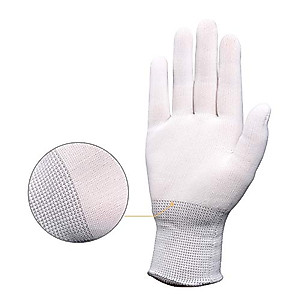 EHDIS Vinyl Wrap Gloves Nylon White Working Gloves Labor Non-slip PC Building Gloves / 6 Pairs
