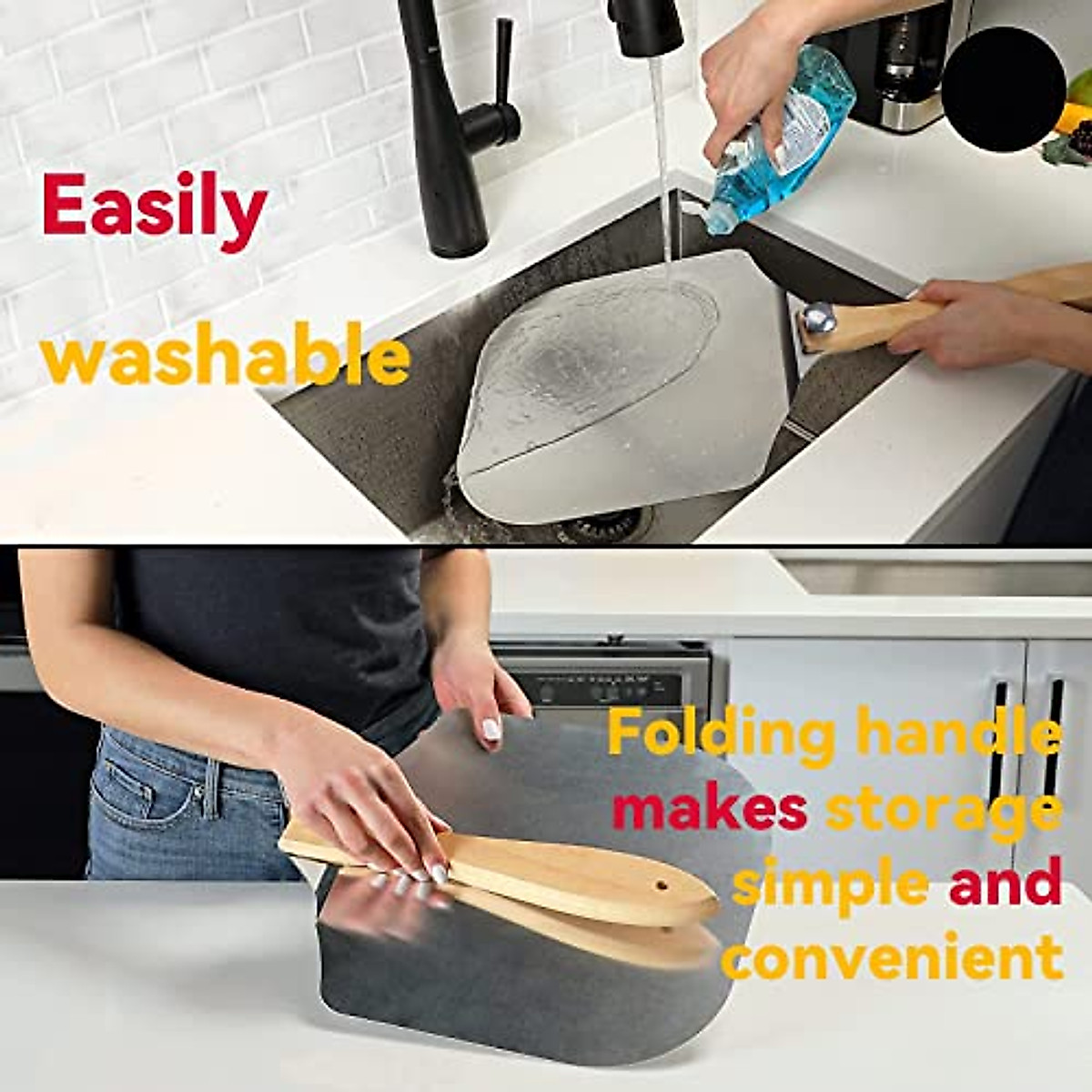 Luvan Aluminum Metal Pizza Peel with Foldable Wooden Handle,12x14 Inch Aluminum Pizza Peel,Pizza Paddle Foldable Pizza Peel Pizza Spatula Paddle Pizza Spatula for Oven,Baking Homemade Pizza Bread