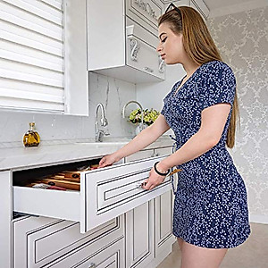 Milov Home Organizer for Kitchen Drawers - Spring Loaded Bamboo Dividers from 17.5" to 21.5" - Expandable Drawer Divider For Kitchen, Bedroom, Office - Set of 4 - No Assembly - Stackable