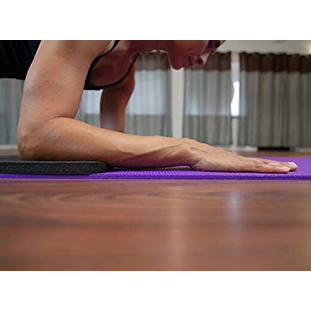 FABSELLER Yoga Mat Knee Elbow Wrists Support Mat Yoga Knee Pad Fitness Pilates Workout Training Exercise Gym Mat with One Elastic Band 15mm Thick, Purple