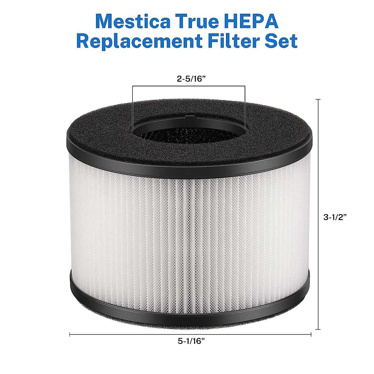 MESTICA 2-Pack Replacement Filters Fit for BS-03 Air Purifier ，3 in 1 H13 True HEPA Replacement Filter Compatible with Partu Air Purifier Replacement Filter