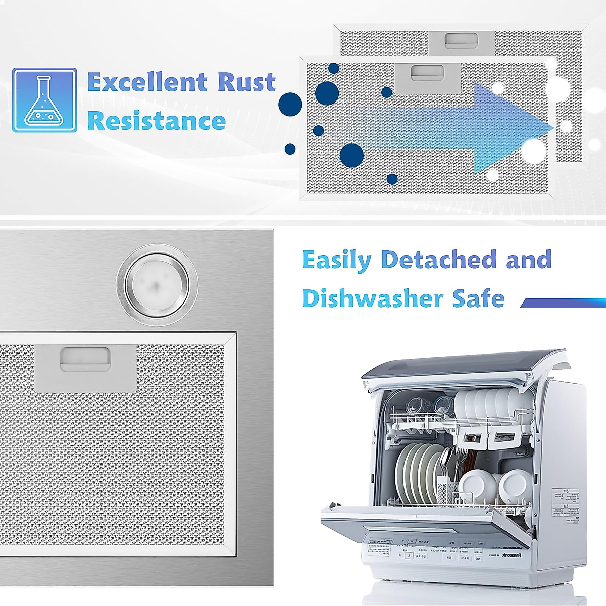 ONEEON 30" Range Hood Insert - 500 CFM Stainless Steel Built-in Kitchen Vent w/ 4-Speed Exhaust Fan, Dishwasher-Safe Baffle Filters, LED Lights & 3-Min Delayed Shutdown