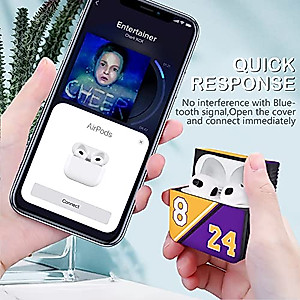 Basketball 8/24 Case Cover for Airpods 3rd Generation (2021) with Keychain for Fans Boy Men Girl Teen Jersey Cool Fun Design Mamba Spirit Square ​Hard Skin Protective Case Compatible with Airpods 3