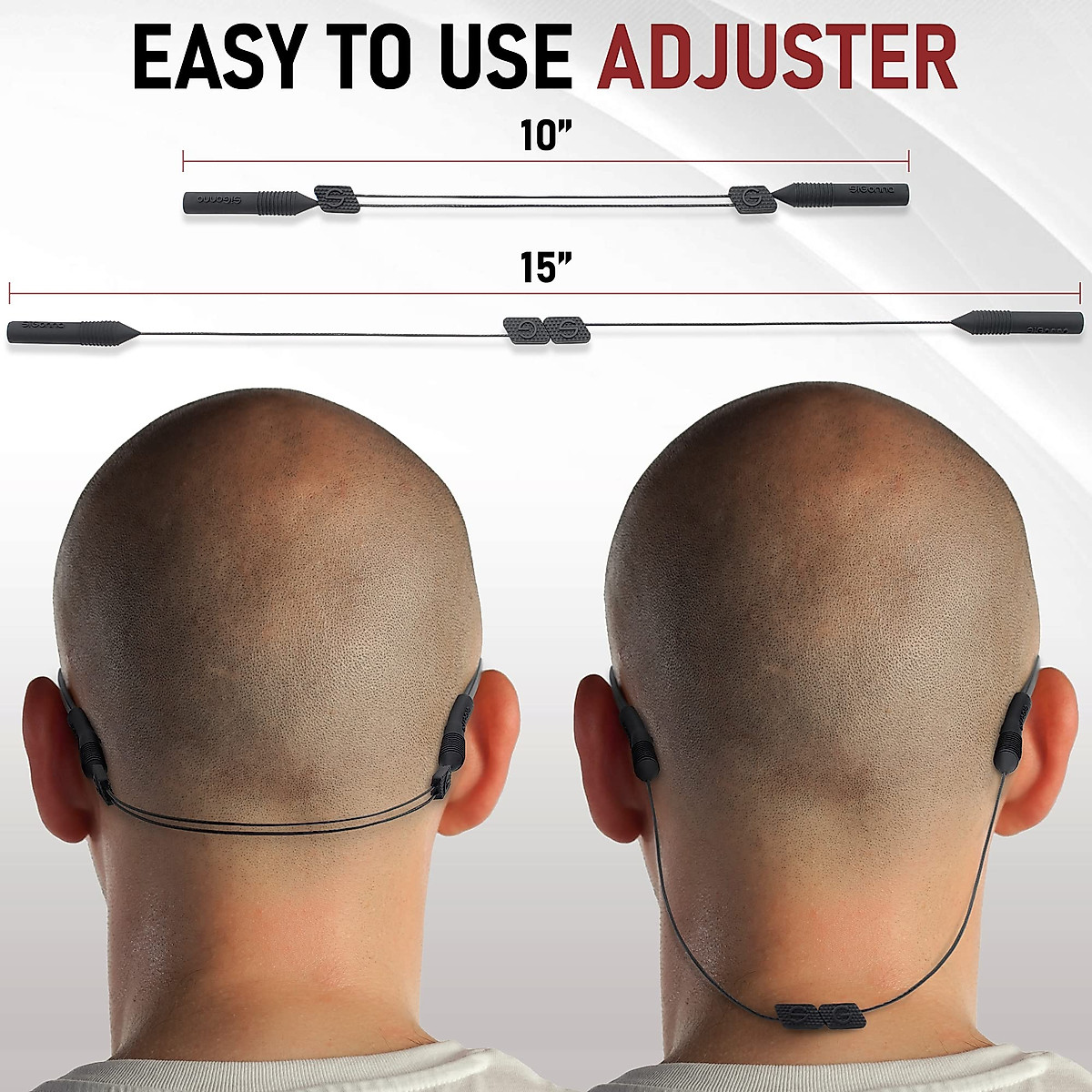 SIGONNA Eye Glasses String Strap Holder - No Tail Sunglass Strap for Men - Adjustable Eyeglass Strap for Women - Wired Eyewear Retainer Lanyard - 2 Cords - 15" L