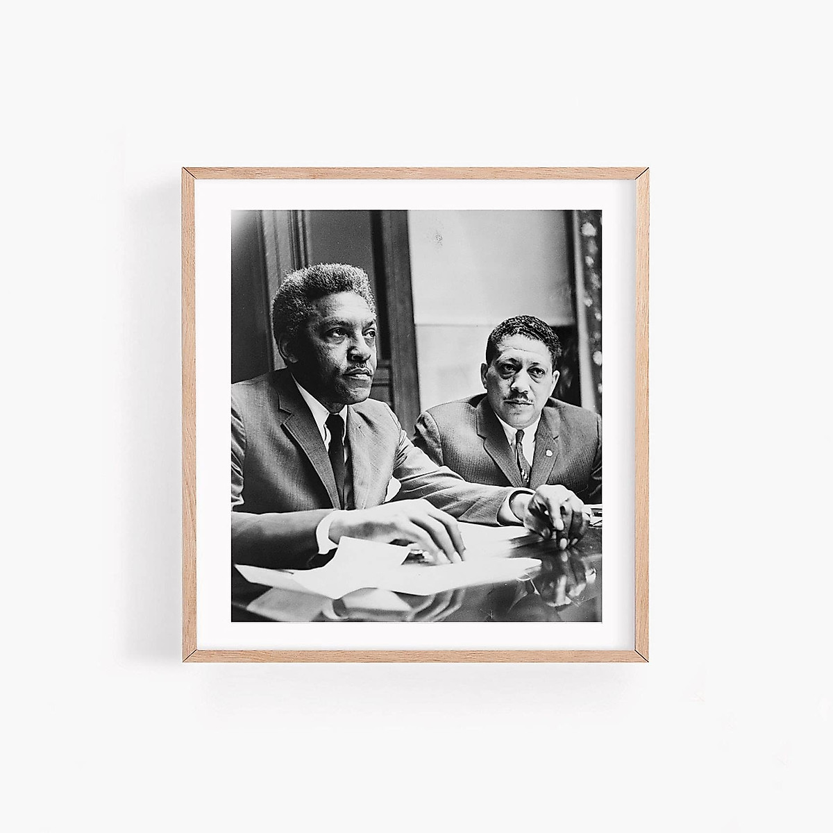 1964 photo Bayard Rustin and Dr. Eugene Reed at Freedom House / World Telegram & Sun photo by Al Ravenna. Vintage 8x10 Photograph - Ready to Frame