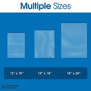 Spartan Industrial - 18” X 24” (100 Count) 1.1 Mil Flat Open End Clear Plastic Poly Bags - For Proofing Bread Dough, Packaging Clothes, Shirts (Thin & Lightweight - Bags DO NOT Have Seal & Prints)