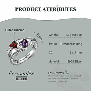 Diamondido Personalized Simulated Birthstones Promise Rings for Her Engraved Names Engagement Rings Bridesmaid Gifts (8)