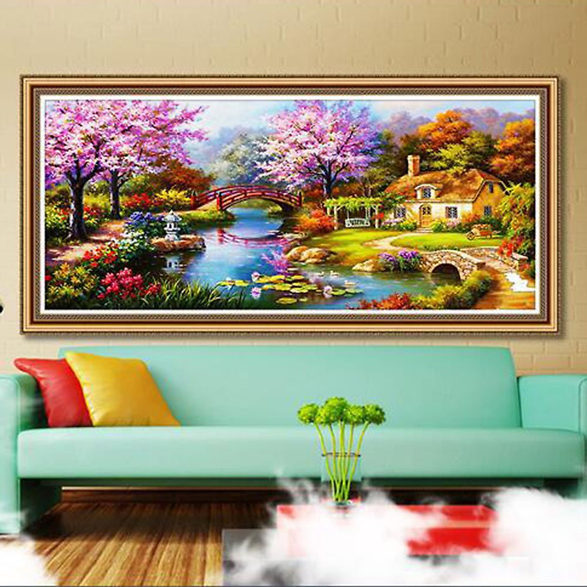 qiguch66 DIY Diamond Painting,DIY 5D Diamond Mosaic Landscapes Garden Lodge Painting Cross Stitch Kit Decor,Arts Craft for Home Wall Decor