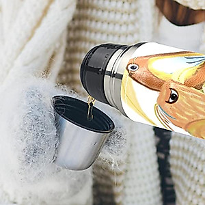 Stainless Steel Leather Vacuum Insulated Mug Bird Thermos Water Bottle for Hot and Cold Drinks Kids Adults 16 Oz