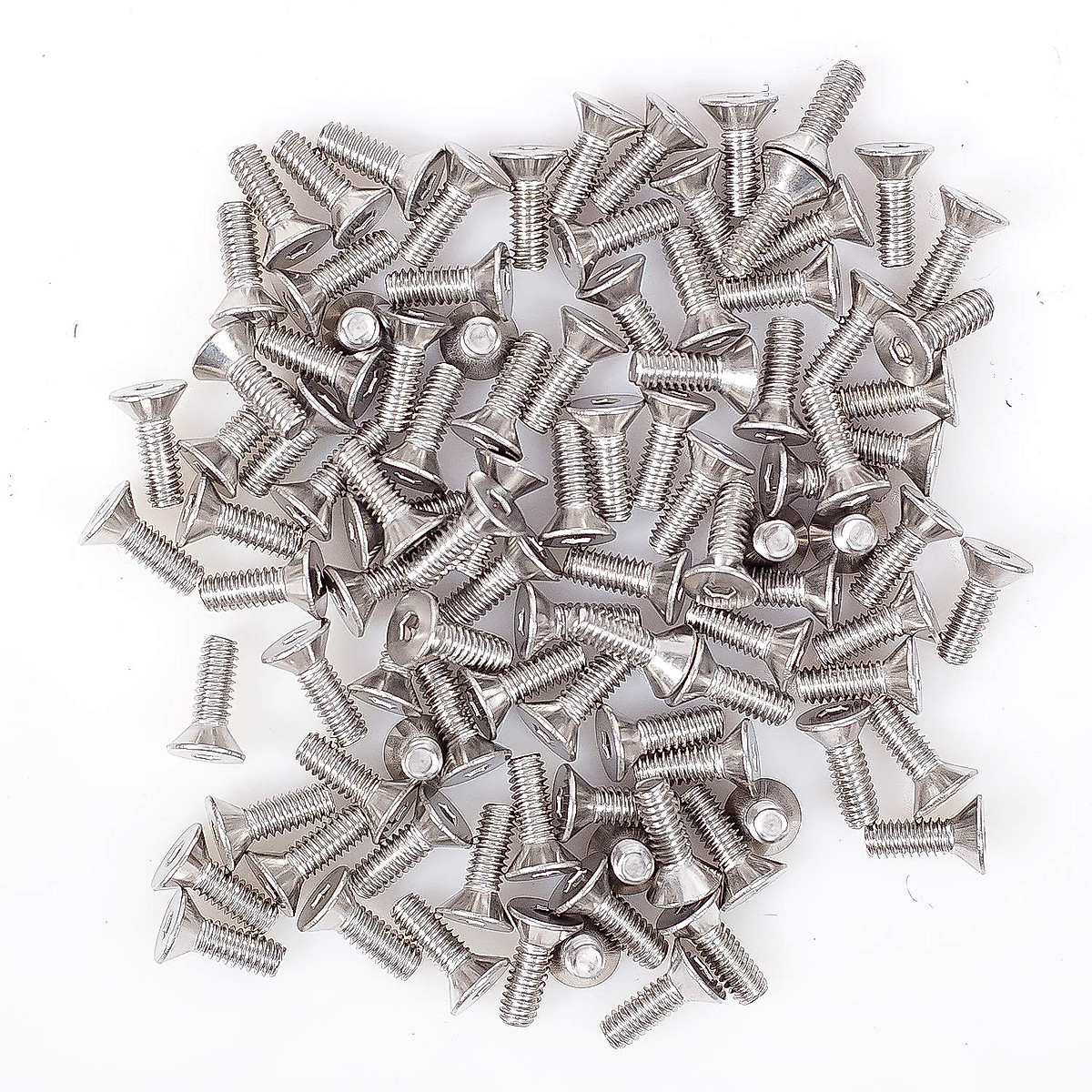 KINJOEK 100 Packs 1/4-20 x 3/4 Inch Flat Head Socket Cap Screws, Allen Hex Socket Drive Countersunk Bolts, 304 Stainless Steel 18-8, Full Thread, Bright Finish, Heavy Duty Hexagon Machine Screw